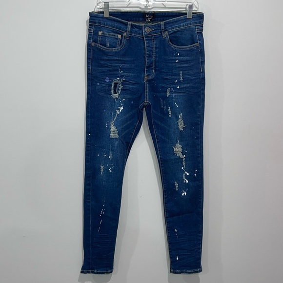 Boohoo Mens | Jeans | Mens Boohooman Super Skinny Rip Splatter Size 34 ...